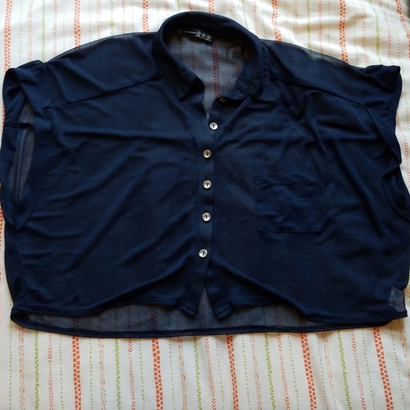 Atmosphere | Tops | Sheer Navy Blue Crop Top | Poshmark
